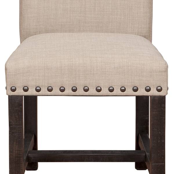 Fabric Upholstered Wooden Side Chair With Nail Head Trim Accents Set
