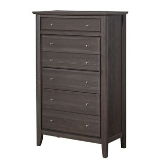 Six Drawer Chest with Floating Top and Metal Drawer Pull, Gray - Bed ...
