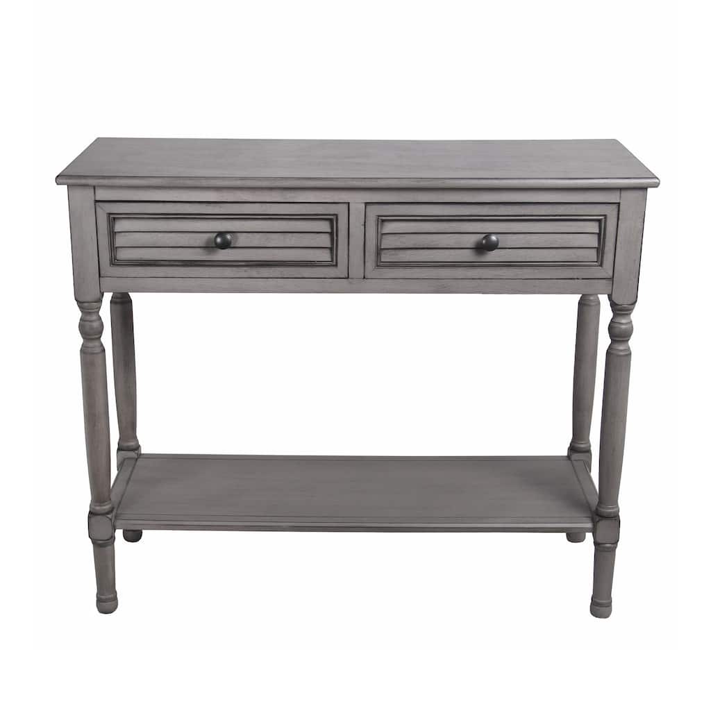 Transitional Wooden Console Table with 2 Louvered Front Drawers, Gray ...