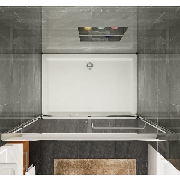 Semi Frameless Glass Bypass 2 Way Sliding Shower Doors Clear Glass