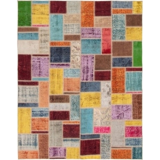 Hand-knotted Color Patchwork Multi Color Wool Rug - 5'8 x 7'10 - Bed ...