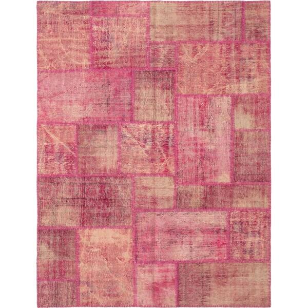Hand-knotted Color Patchwork I Pink Wool Rug - 5'7 x 7'10 - Bed Bath ...