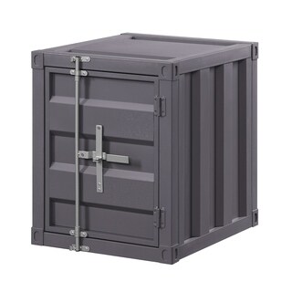 Industrial Style Metal Cargo End Table with Openable Door, Gray - Bed ...