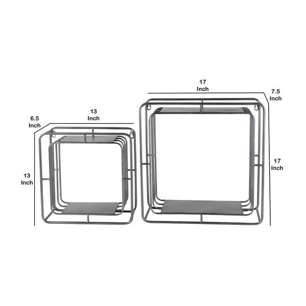 Square Metal Wall Cubes with Open Shelf, Set of 2, Silver - Bed Bath ...