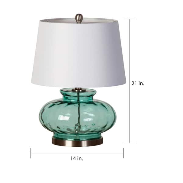 The Curated Nomad Balboa Sea-green Glass Table Lamp - Bed Bath & Beyond ...
