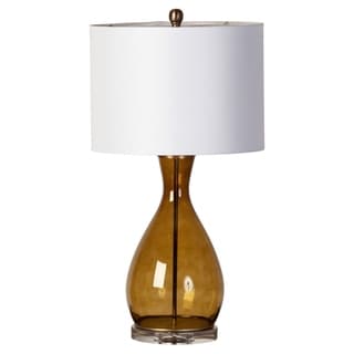 The Curated Nomad Amber Glass Table Lamp with Linen Shade - Bed Bath ...