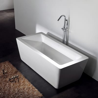 Square overflow free standing bathtub, 66 3/4 x 29 7/8 with overflow ...
