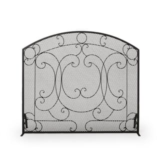 Modern Scroll Fireplace Screen - 27.00" x 10.50" x 31.50". - Bed Bath ...