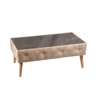 Decorotika Rectangular Ottoman Coffee Table with Solid Wood Legs - Bed ...