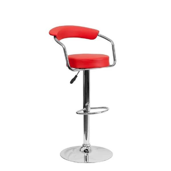 Red colour Stool with adjustable height and upholstered, Stainless ...