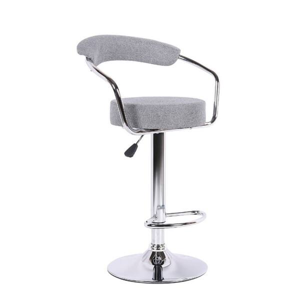 Grey colour Stool with adjustable height and upholstered, Stainless ...