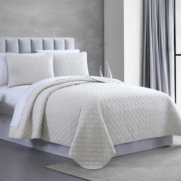 Modern Threads 3-Piece Enzyme Washed Diamond Link Quilted Coverlet Set - Bed Bath & Beyond ...