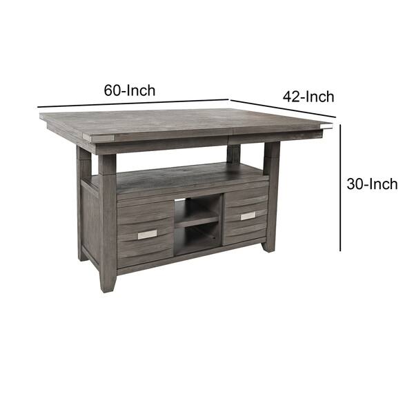 Rectangular Counter Height Table with 6 Shelves and Extension Leaf ...