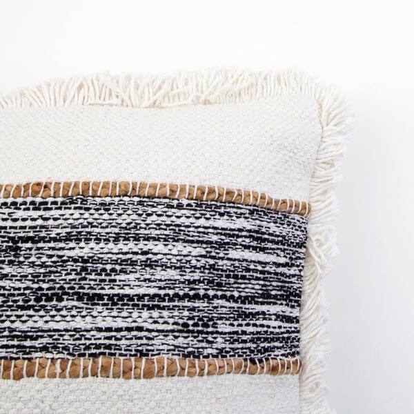 The Curated Nomad Torina 14x20-inch Jute Rope Fringe Lumbar Pillow ...