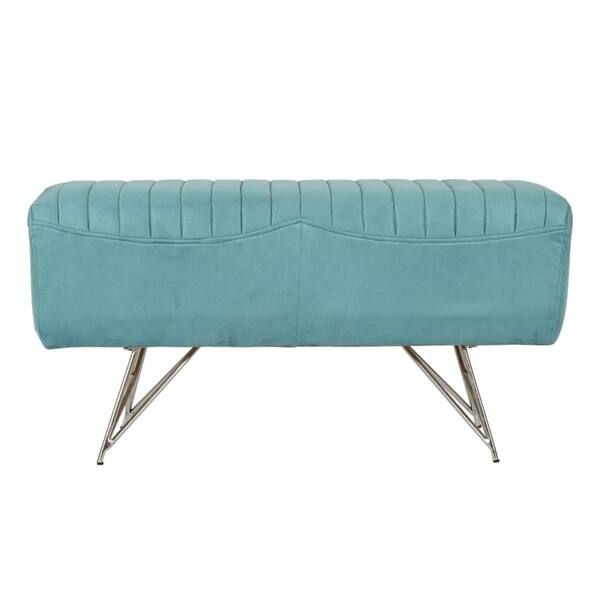 Rectangular Velvet Bench MAILE in Dusty Teal - Bed Bath & Beyond - 30711680