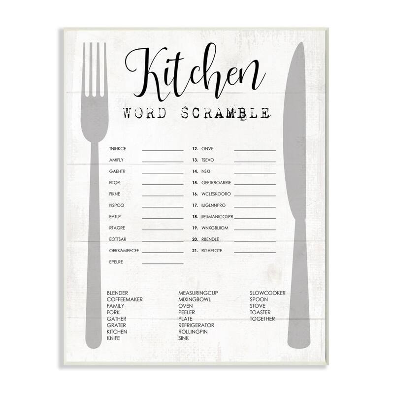 Stupell Kitchen Word Scramble Fun Family Word Design Wood Wall Art ...