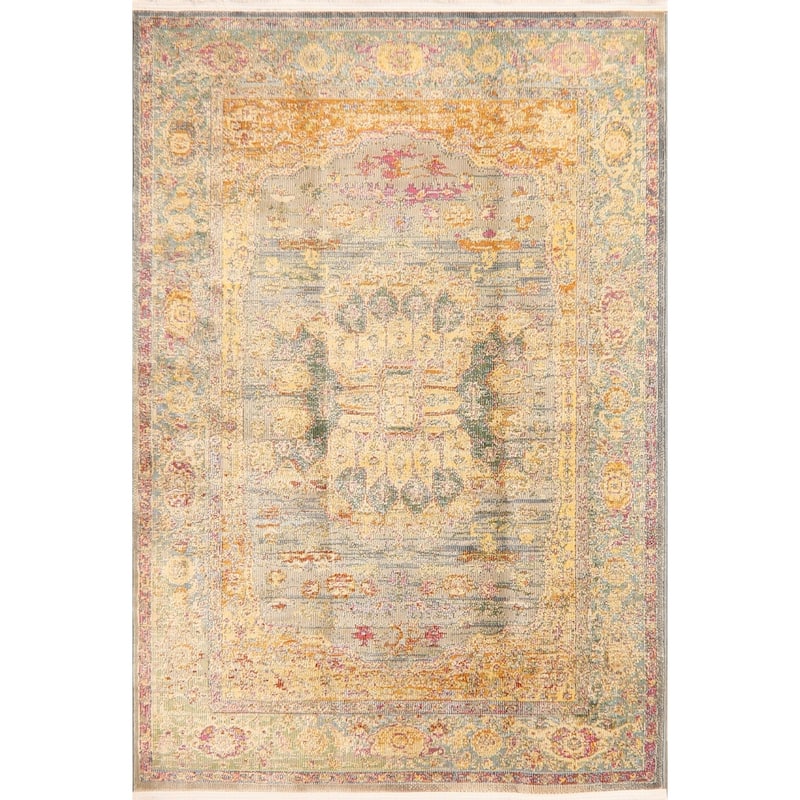 Vintage Style Traditional Floral Distressed Heat-Set Oriental Area Rug ...