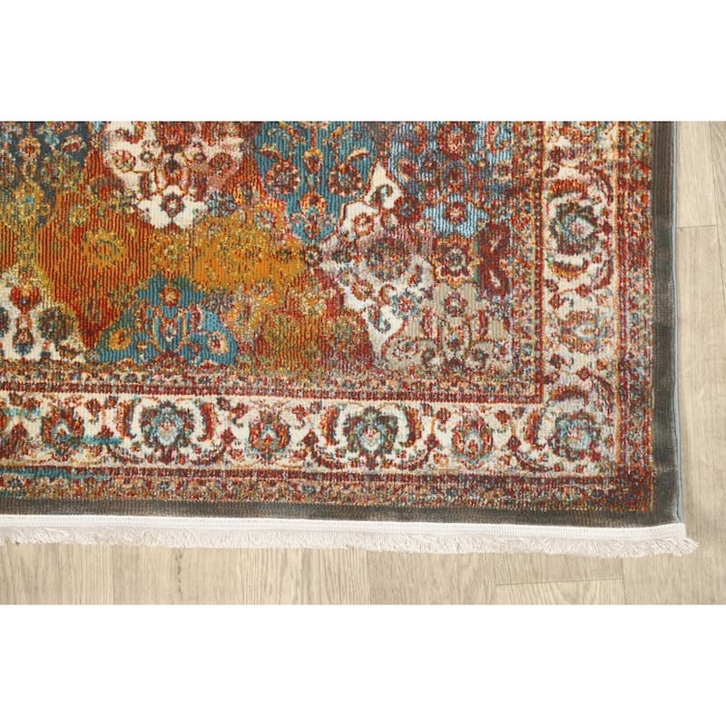 Garden Design Vintage Style Floral Distressed Heat-Set Area Rugs - On ...