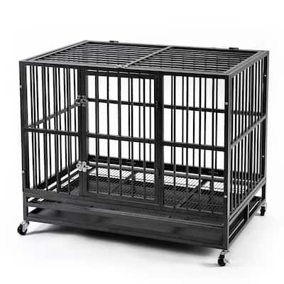 Ainfox42''Heavy Duty Dog Cage Strong Metal Kennel Dog Kennel ...