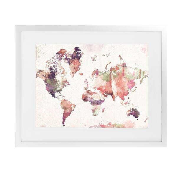 OLD MEMORIES WORLD MAP White Framed Giclee Print By Kavka Designs - Bed ...
