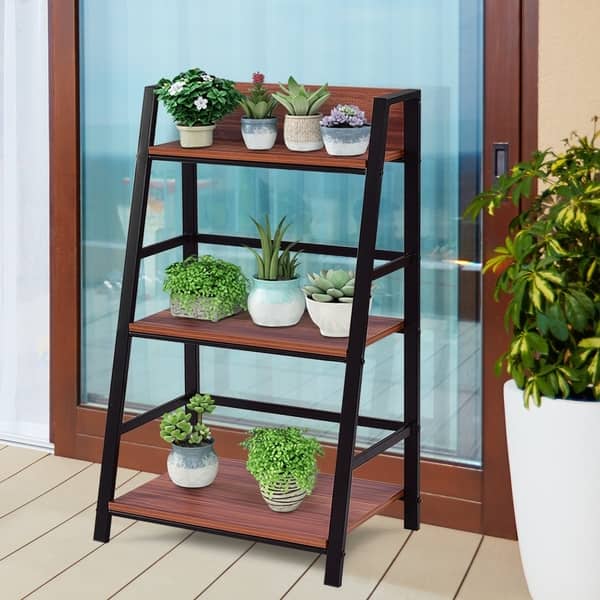 3 Tier Ladder Rack Storage Bookcase Modern Display Book Shelf - Bed ...