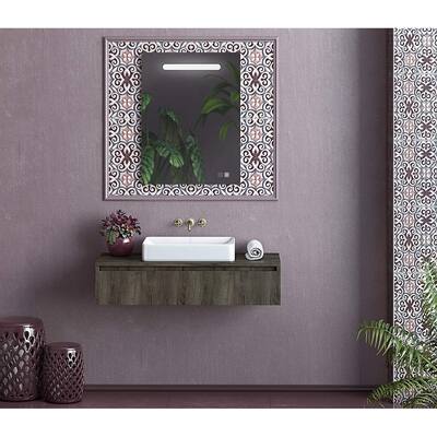 Floating Vanity Sink Natural Walnut Brown Finish White Vessel Sink ...