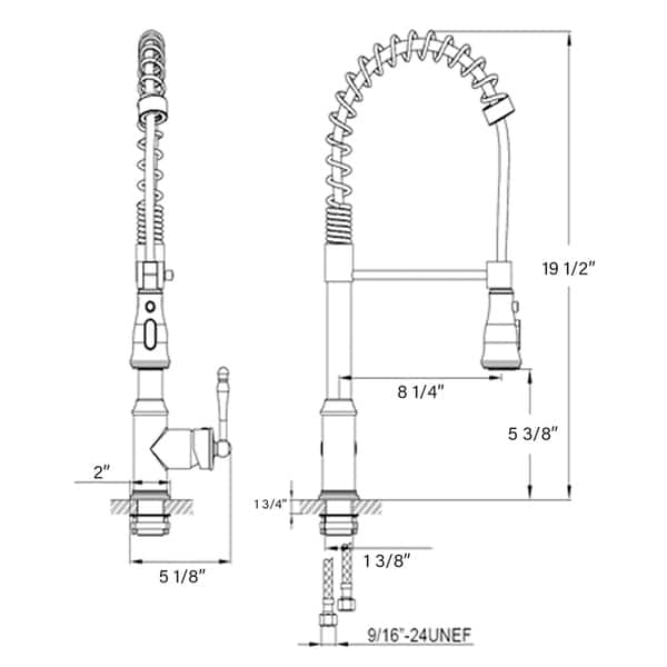 Spring Neck Pulldown Kitchen Faucet - Single Handle Kitchen Pre-Rinse ...