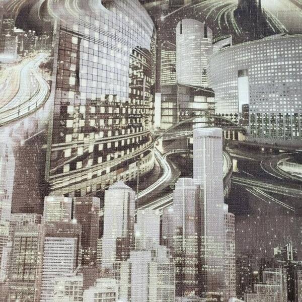 Wallpaper beige brown gold metallic urban New York Mural textured - Bed ...