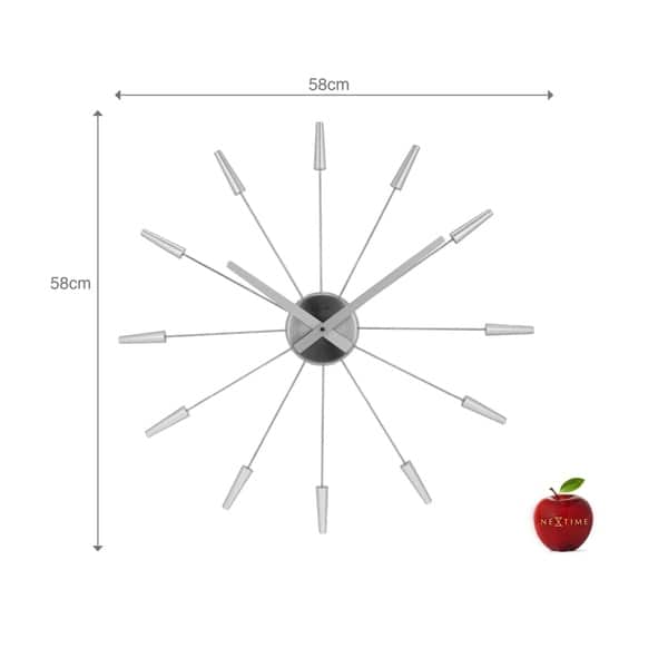 Unek Goods NeXtime Spoke Wall Clock, Plastic and Metal, Silver, Round ...