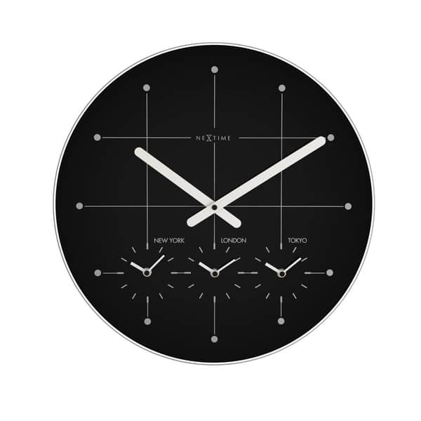 Unek Goods NeXtime Big City Wall Clock, Round, Glass, Black, Battery ...