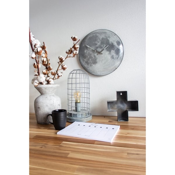 Unek Goods NeXtime Blue Moon Dome Wall Clock, Round, Grey, Glass, Glow ...