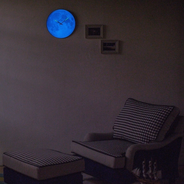 Unek Goods NeXtime Blue Moon Dome Wall Clock, Round, Grey, Glass, Glow ...