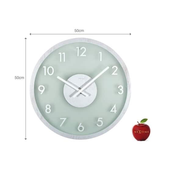 Unek Goods NeXtime Frosted Glass and Wood Wall Clock, Round, White ...