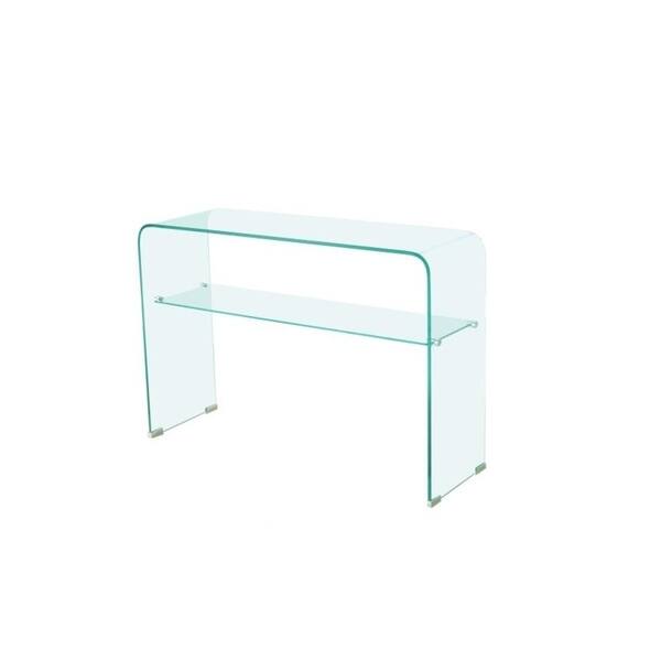Clear glass Waterfall Console with Top Shelf - Bed Bath & Beyond - 30750288