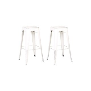 Square Wooden Counter Stool with Metal Peg Legs, Set of 2, Distressed ...