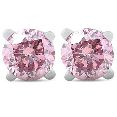 3/8Ct Pink Diamond Studs 14K White Gold - Overstock - 30756452