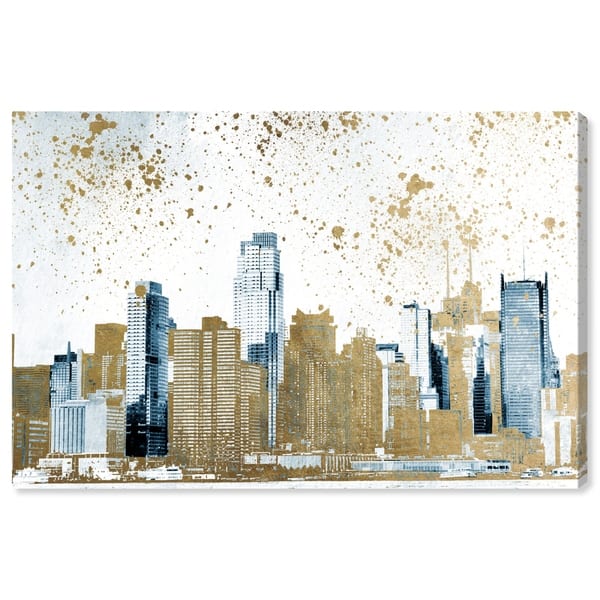 Oliver Gal Cities and Skylines Wall Art Canvas Prints 'Blue and Gold ...