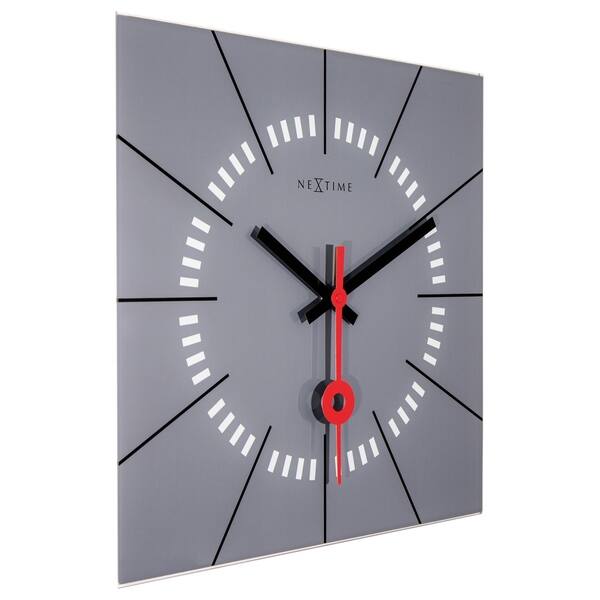 Unek Goods NeXtime Stazione Wall Clock, Square, Glass, Grey Face with ...