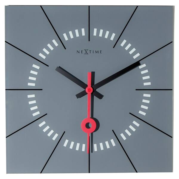 Unek Goods NeXtime Stazione Wall Clock, Square, Glass, Grey Face with ...