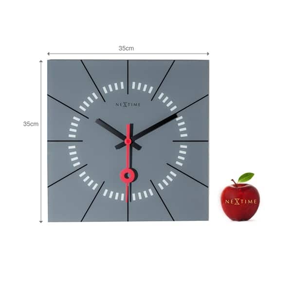 Unek Goods NeXtime Stazione Wall Clock, Square, Glass, Grey Face with ...