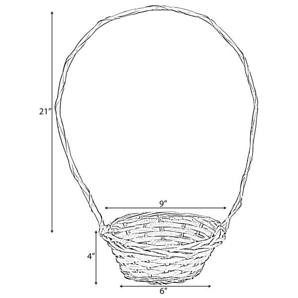 Willow Brown Round Shaped Basket with High Handle - Bed Bath & Beyond ...