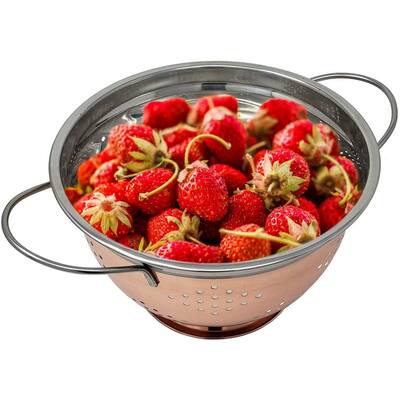 Copper Finish Colander with Stainless Steel Interior - 5 Quart ...