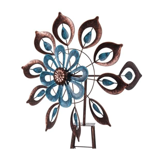 72-inch Blue Patina Weather Vane Trellis Kinetic Wind Spinner - Bed ...