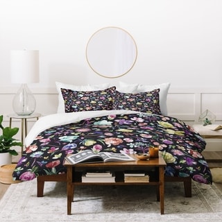 Deny Designs Botanical Black Multicolored Duvet Cover Set - Bed Bath ...
