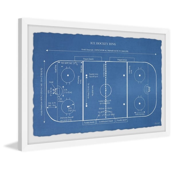 'Ice Hockey Rink Blueprint' Framed Painting Print - Bed Bath & Beyond ...