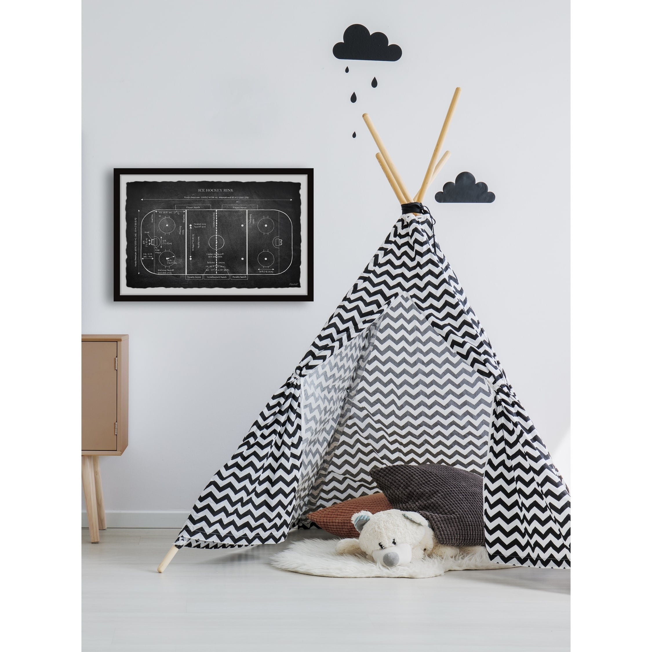 'Ice Hockey Rink Blueprint II' Framed Painting Print - On Sale - Bed ...