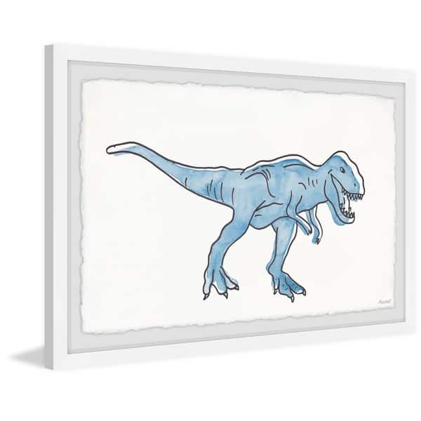 'Blue T-Rex' Framed Painting Print - Bed Bath & Beyond - 30802555
