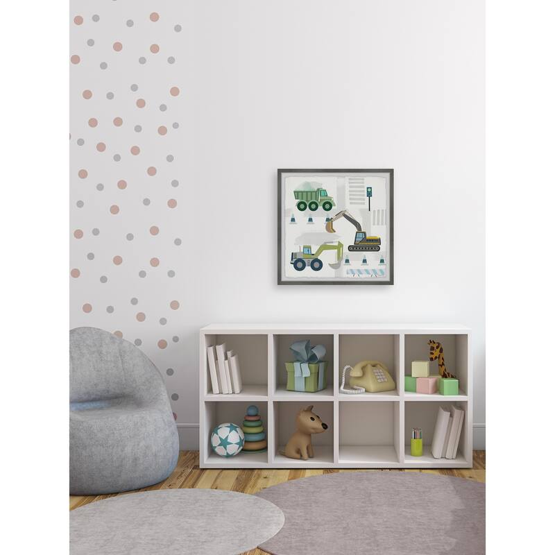 'Heavy Construction Vehicles' Framed Painting Print - Overstock - 30802593