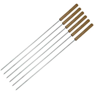 16 Inch Needle Kabob Skewers, Reusable BBQ Sticks, Metal Grilling ...