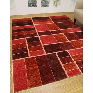 Noori Rug High-Low Chobi Sakypjam Pink/Burgundy Rug - 6'10" x 8'2 ...